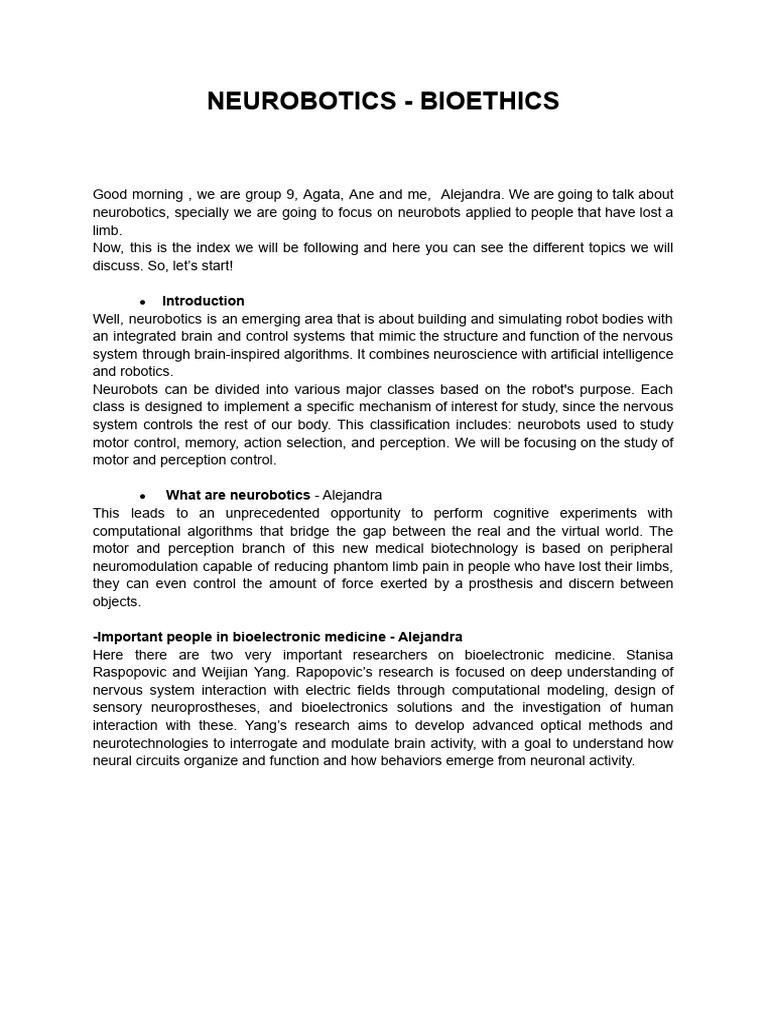 Neurobotics: Enhancing Limb Recovery | PDF | Prosthesis | Brain