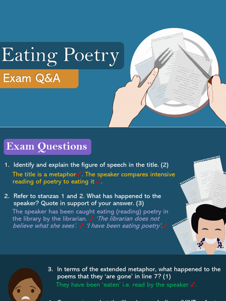 Eating Poetry Exam Q&A.6fbab5bdaea41209d4d5 | PDF | Poetry