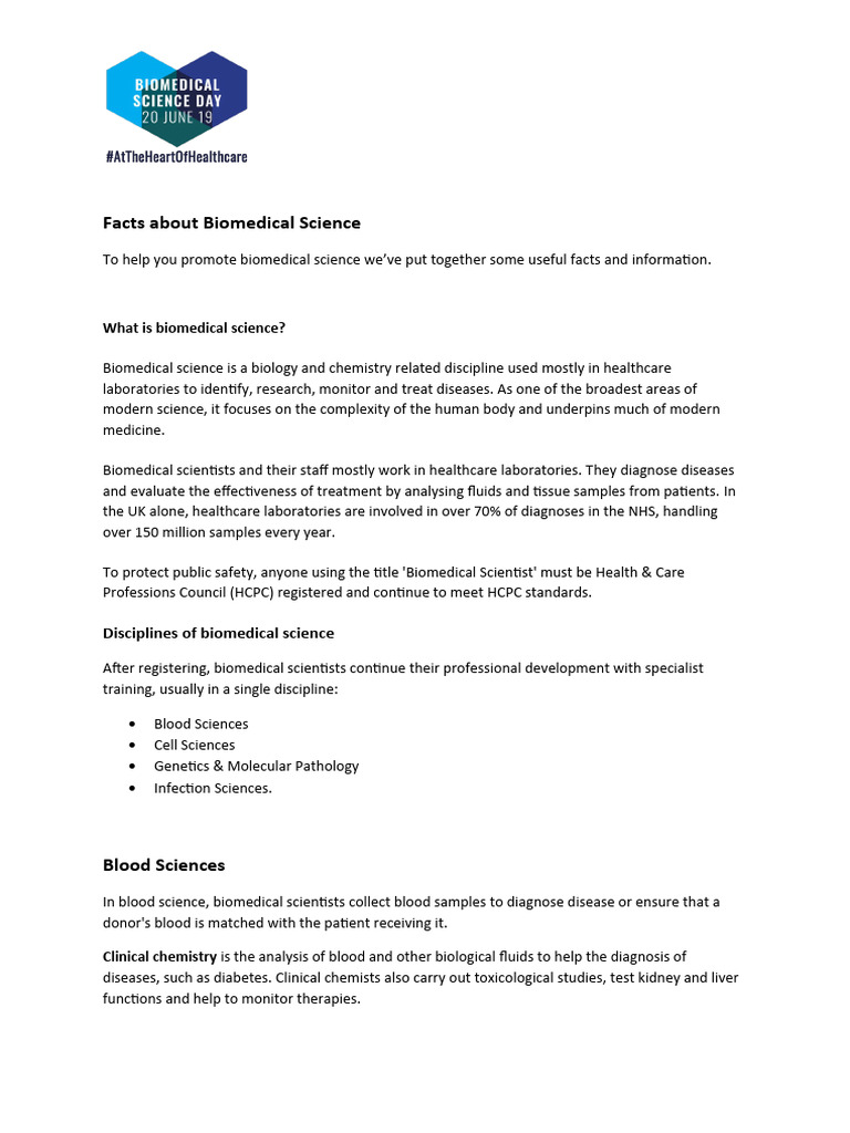 1facts About Biomedical Science | PDF | Pathology | Genetics