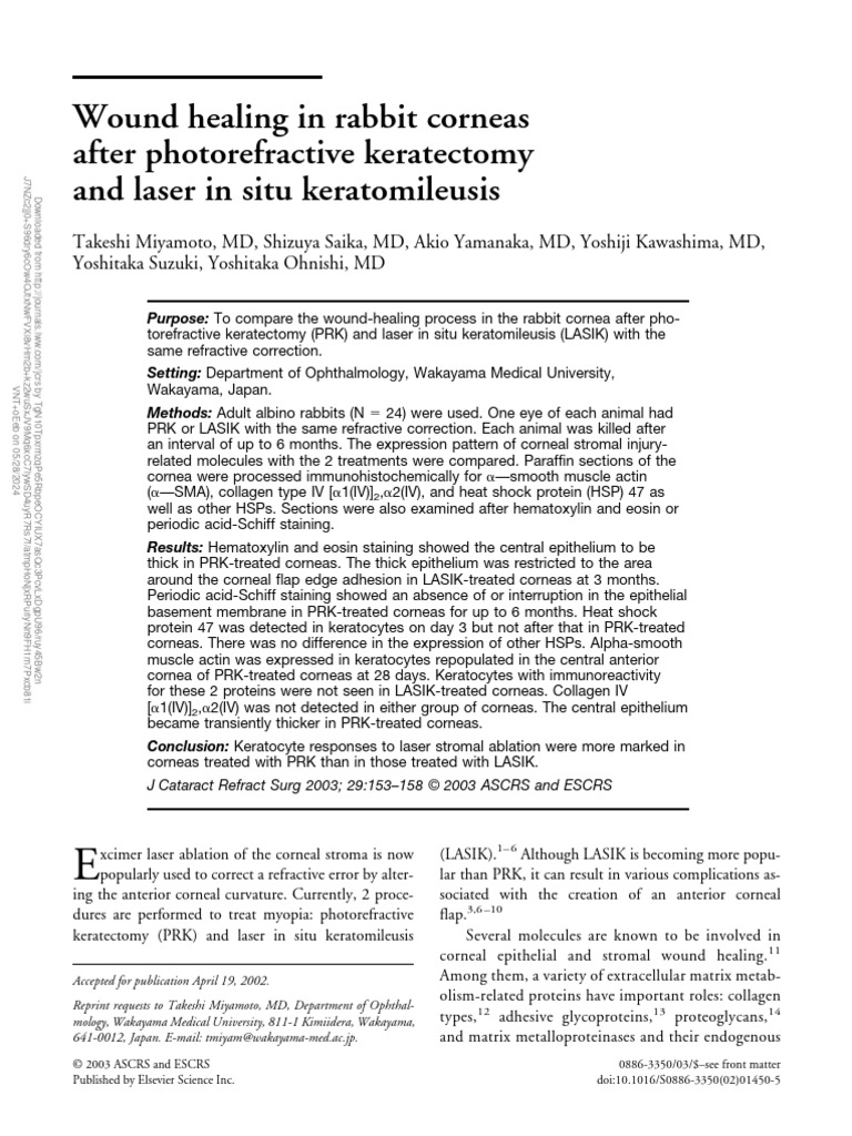 Wound Healing in Rabbit Corneas After.42 | PDF | Cornea | Epithelium