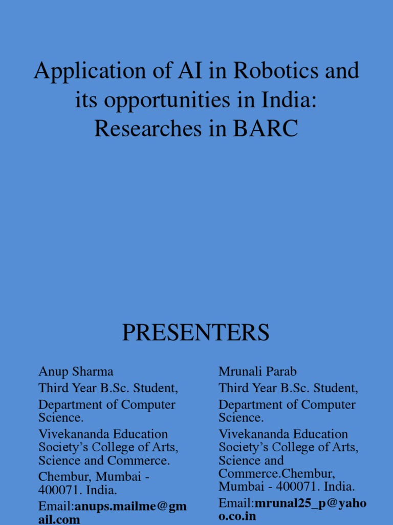 Application of AI in Robotics and Its Opportunities | PDF | Artificial ...