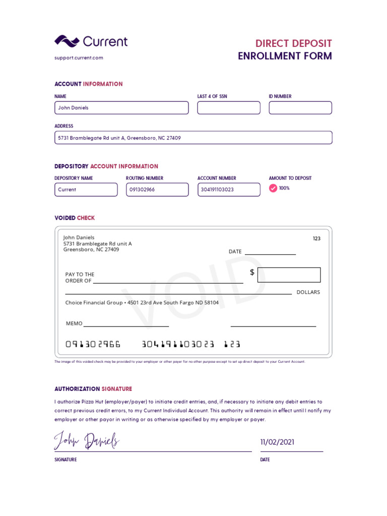 Direct Deposit Form | PDF