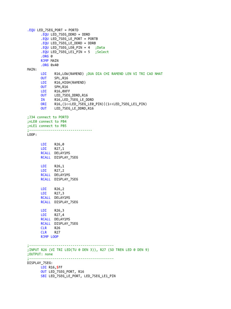AVR 7-Segment Display Code | PDF