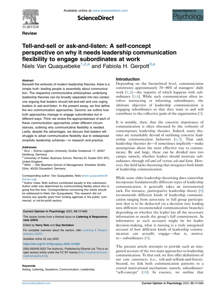Tell-And-Sell or Ask-And-Listen: A Self-Concept Perspective On Why It ...