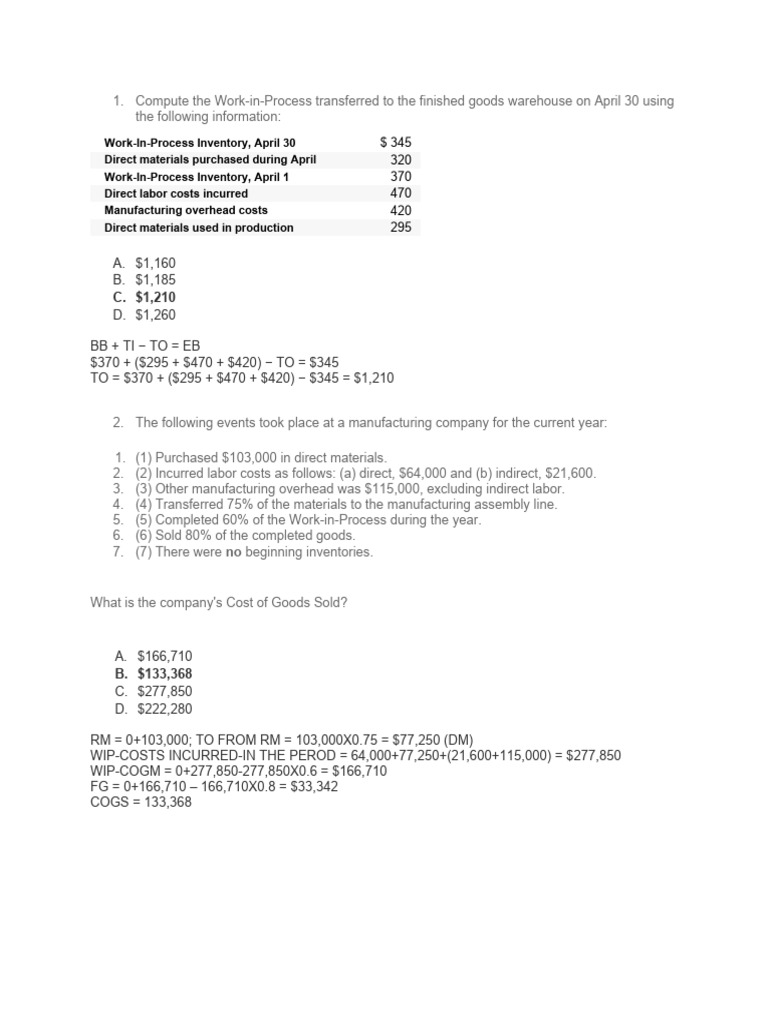 CA CHP 7 MC Questions Share | PDF | Cost Of Goods Sold | Inventory