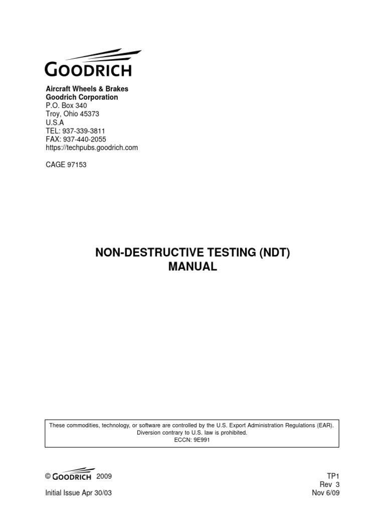 Non-Destructive Testing (NDT) Manual: Aircraft Wheels & Brakes Goodrich ...
