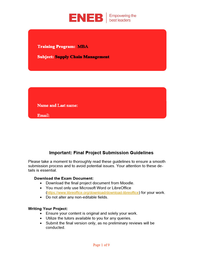 Final Project Submission Guidelines for MBA | PDF | Inventory | Warehouse