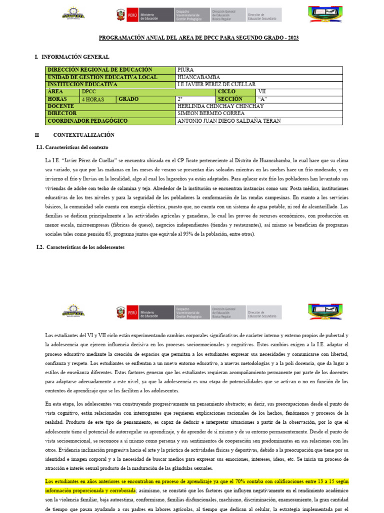 Plan Anual Segundo DPCC - 041727 4 | Descargar gratis PDF | Aprendizaje ...