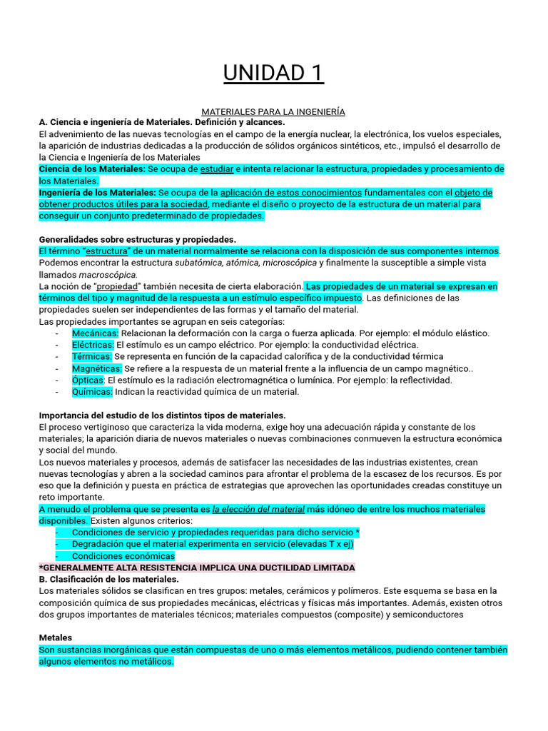 Ciencia de Los Materiales - Resumen | PDF | Estructura cristalina | Deformación (ingeniería)