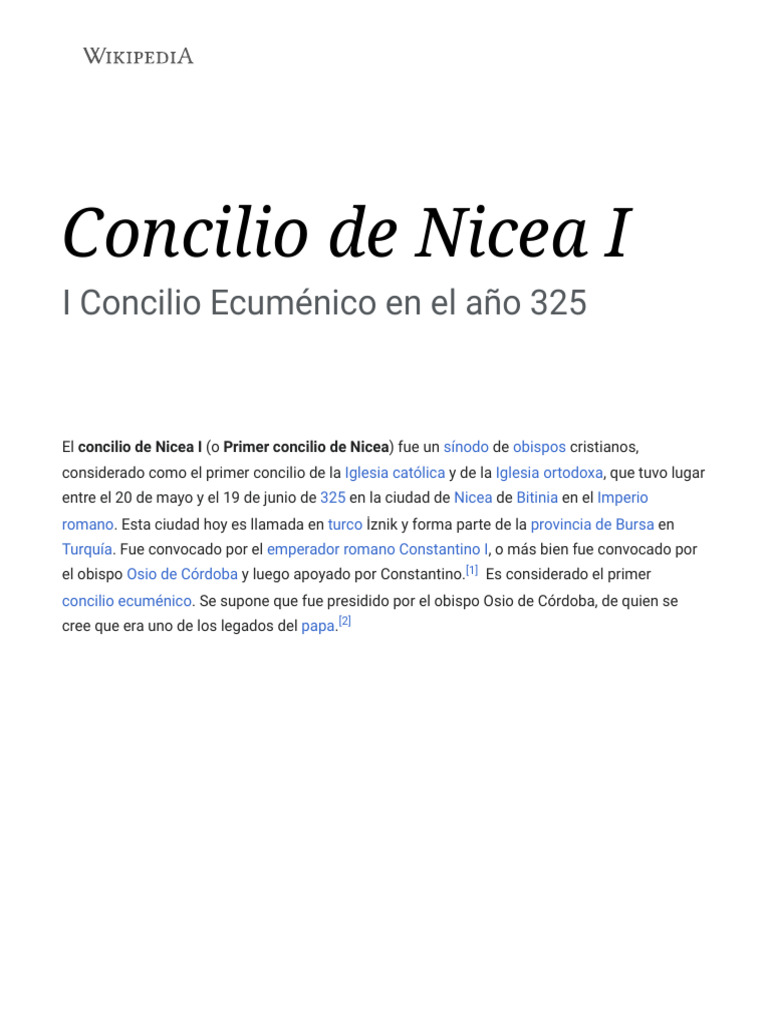 Concilio de Nicea I: Primer Concilio Ecuménico | PDF | arrianismo ...