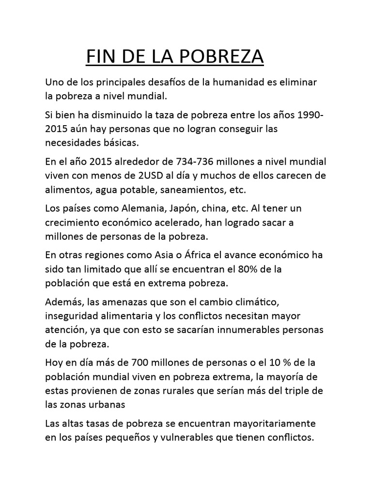 Fin de La Pobreza 1 | PDF | Pobreza | Pobreza e indigencia