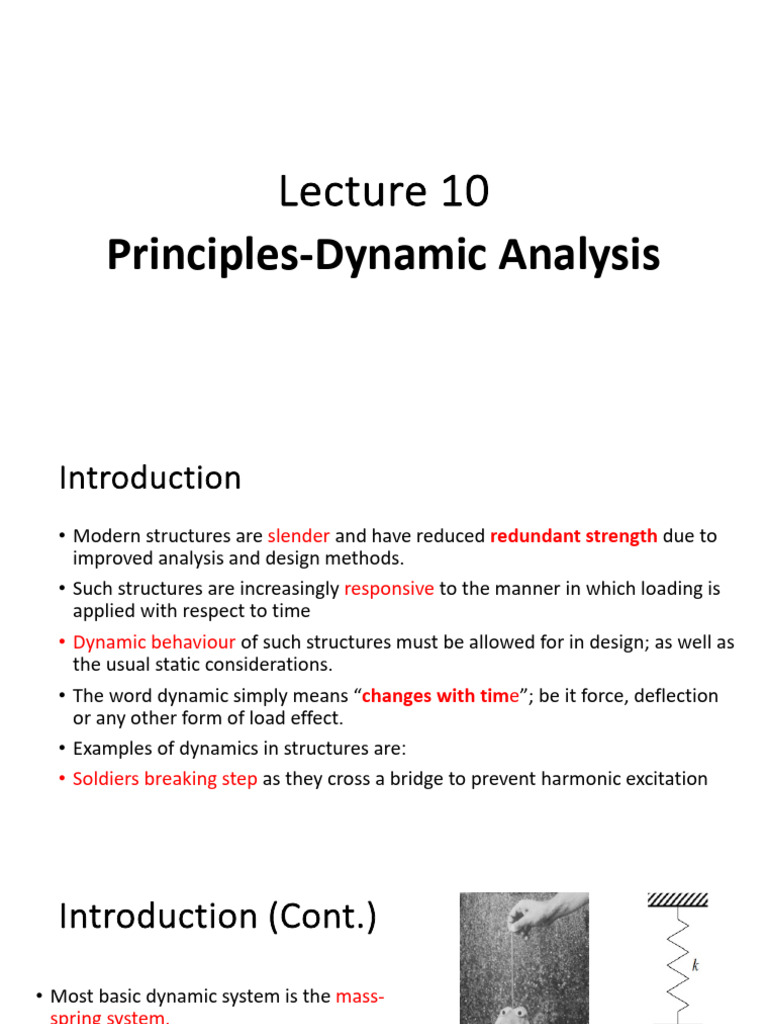 Lecture 10-Principles Dynamic Analysis | PDF | Damping | Oscillation