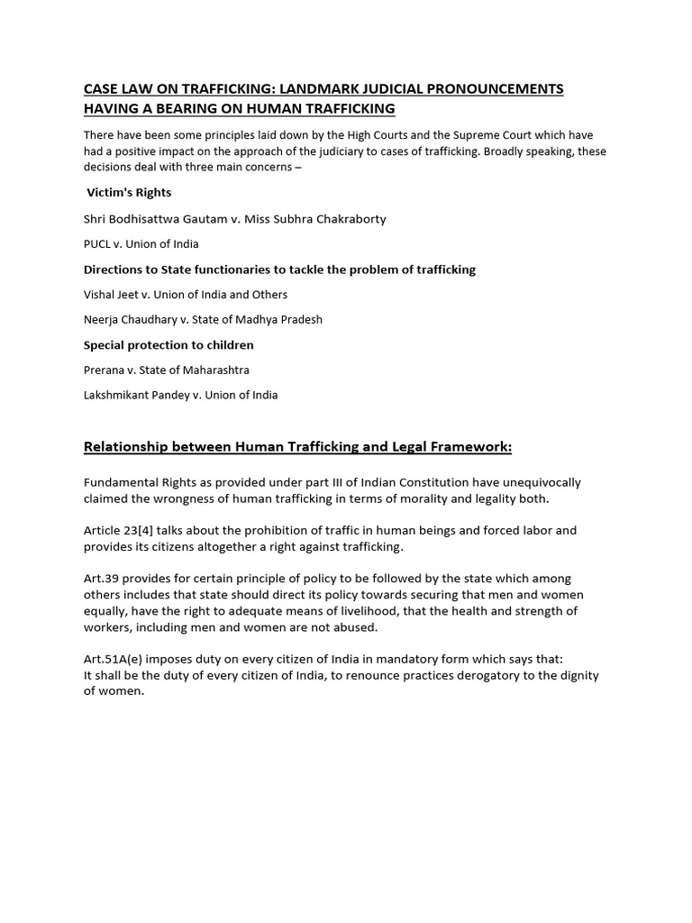 Case Laws On Human Trafficking | PDF | Human Trafficking | Justice