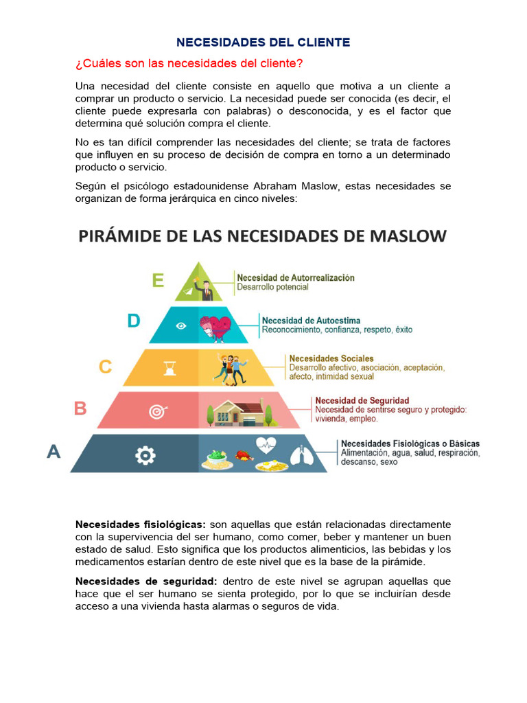 Necesidades del Cliente: Tipos y Claves | PDF | Cliente | Calidad ...