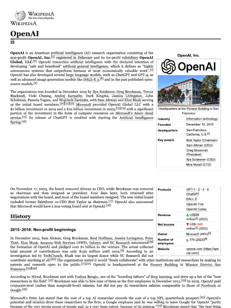 OpenAI - Wikipedia | PDF
