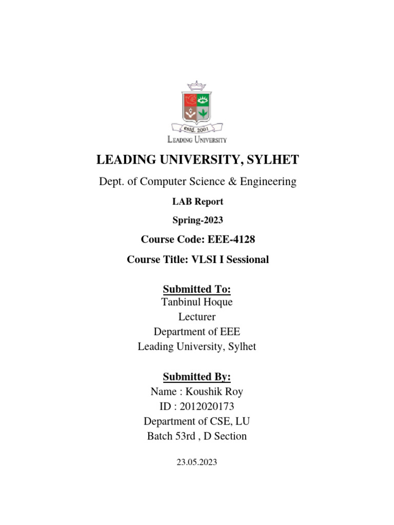 VLSI Lab Report | PDF | Logic Gate | Cmos