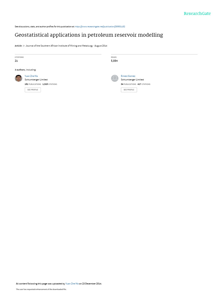 Geostat Petroleum2014 Cao Ma Gomez | PDF | Linear Regression
