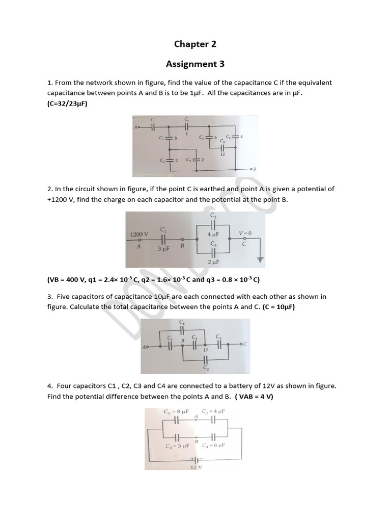 Chapter 2 - Assignment 3 | PDF | Capacitor | Capacitance