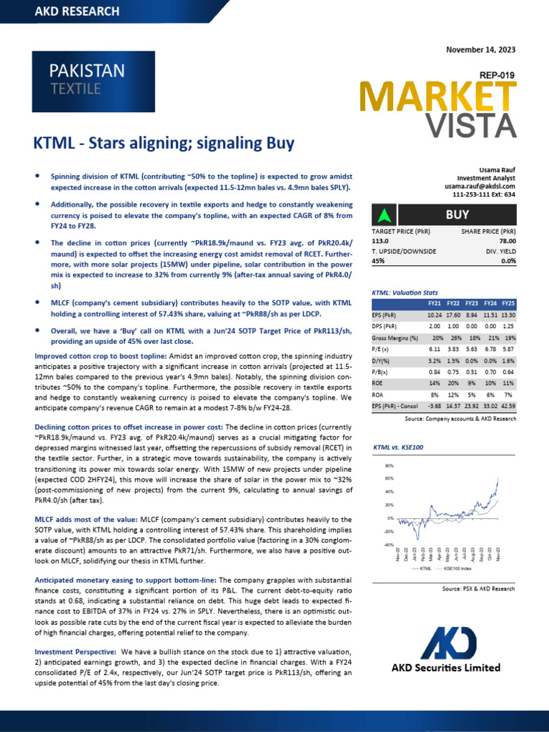 KTML Buy Recommendation and Outlook | PDF | Investing | Discounted Cash ...