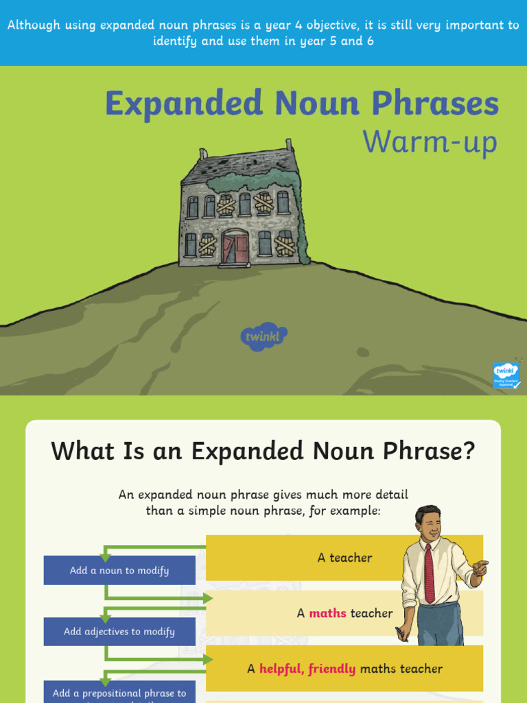 Expanded Noun Phrases Warmup Powerpoint Ver 3 | PDF | Noun | Adjective
