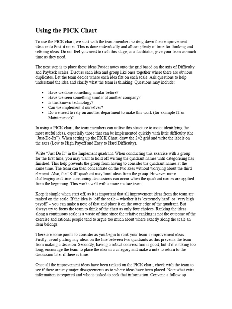 PICK Chart | PDF | Human Communication | Psychological Concepts