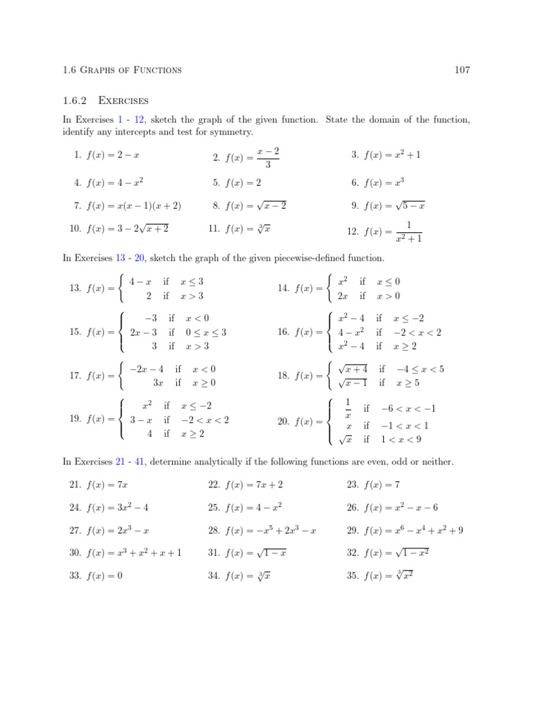 Pre Calc Exercise 1.6 | Download Free PDF | Mathematical Relations ...