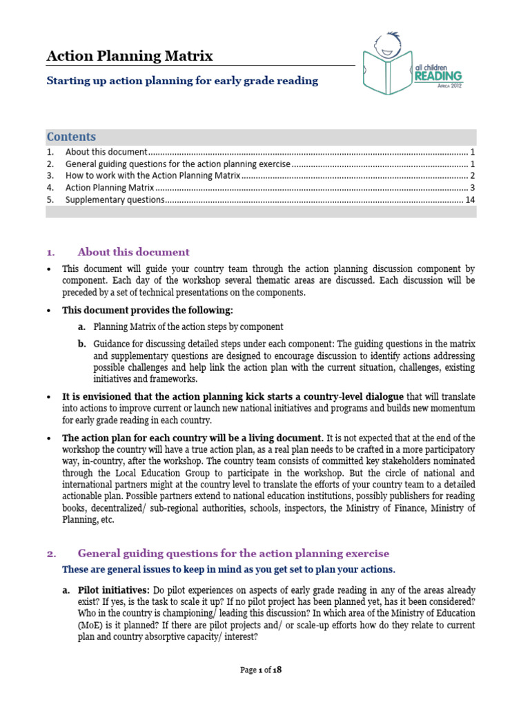 2012 03 All Children Reading Workshop Action Planning Matrix Processed ...