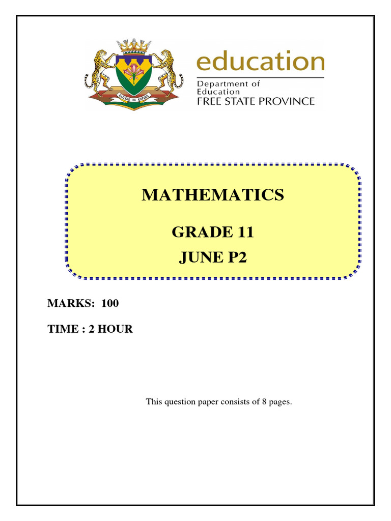 GR 11 Mathematics June p2 | PDF | Circle | Cartesian Coordinate System