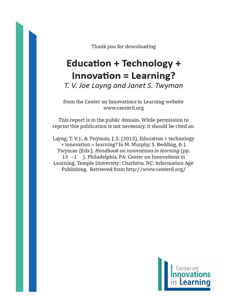 Education Technology Innovation Learning SA | PDF | Learning ...