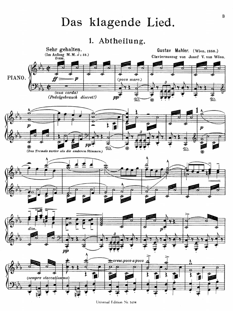 Mahler - Das Klagende Lied (Vocal Score) | PDF