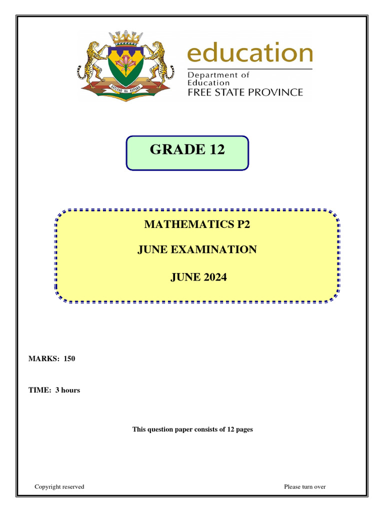 GR 12 Mathematics June p2 2024 | Download Free PDF | Circle ... GR 12 Mathematics June p2 2024 | Download Free PDF | Circle ...