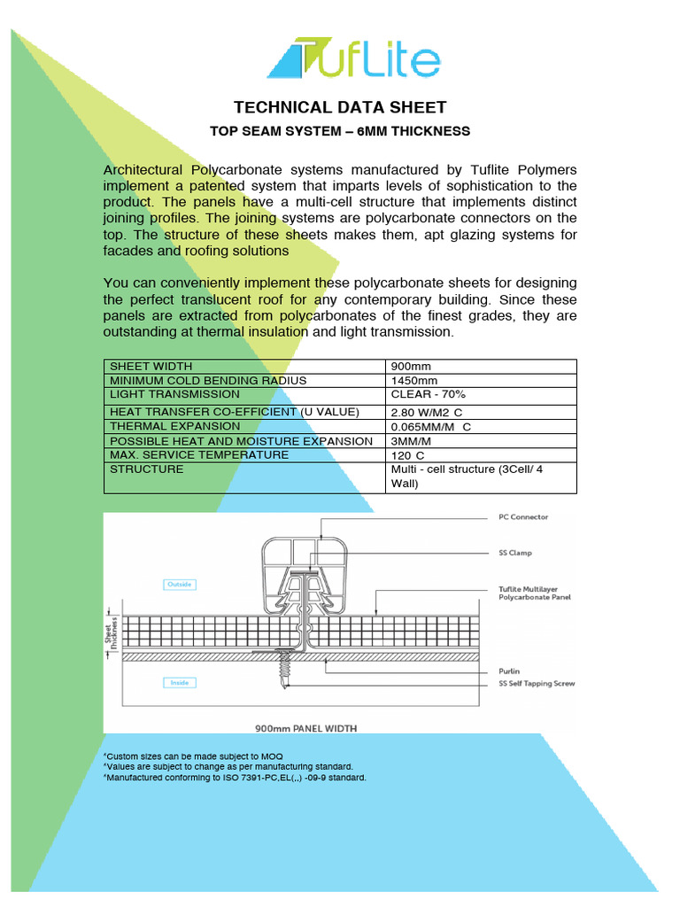 6mm Top Seam Data Sheet | PDF