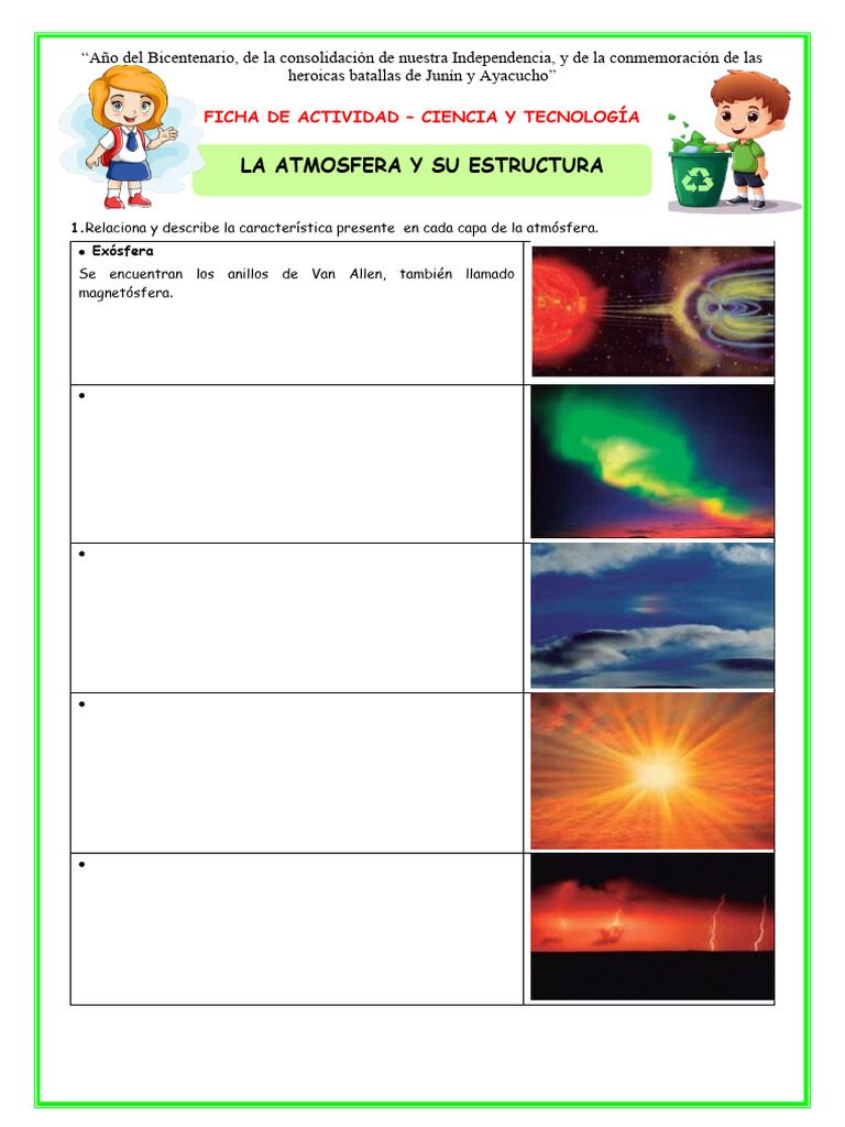 Ficha - Lun-Cyt-La Atmosfera y Su Estructura | PDF | Atmósfera ...