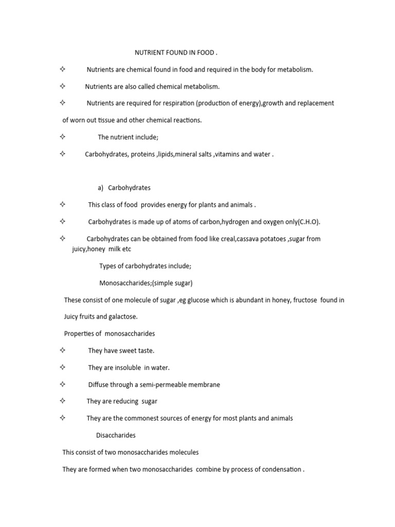 Essential Nutrients in Food Explained | PDF | Carbohydrates ...