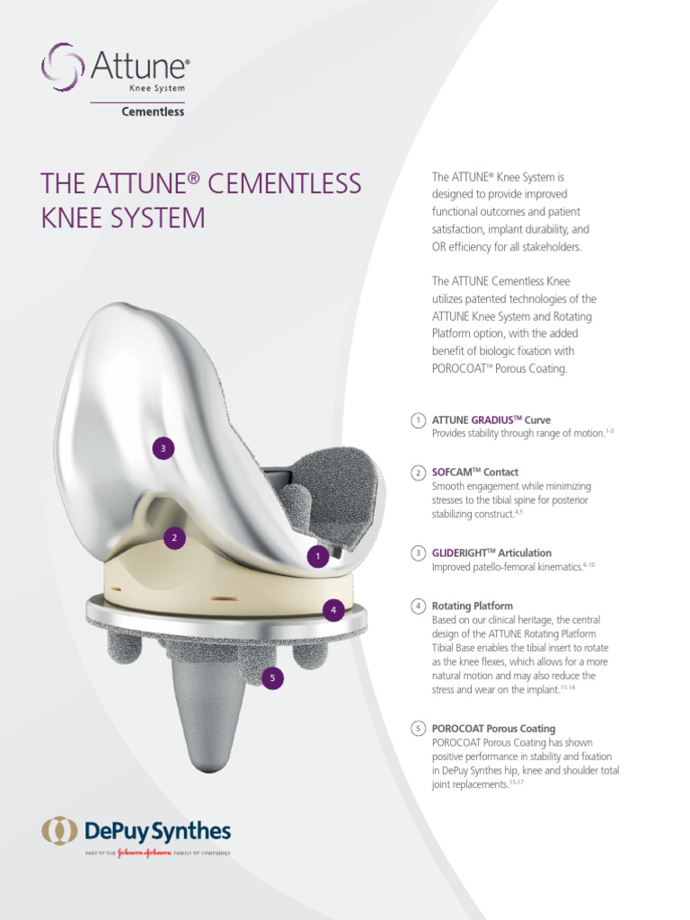 107728-200106 ATTUNE Cementless Sales Aid | PDF | Knee | Musculoskeletal System