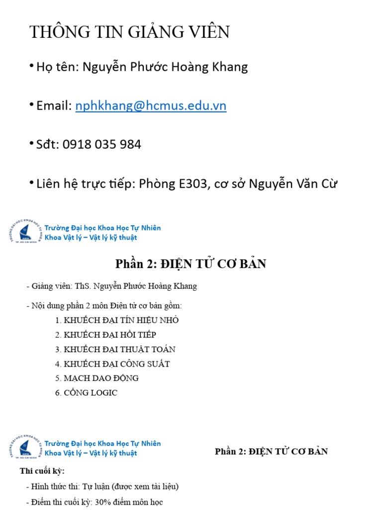 1.gioi Thieu - Phan 2 - Dien Tu Co Ban - Updated - Khang | PDF