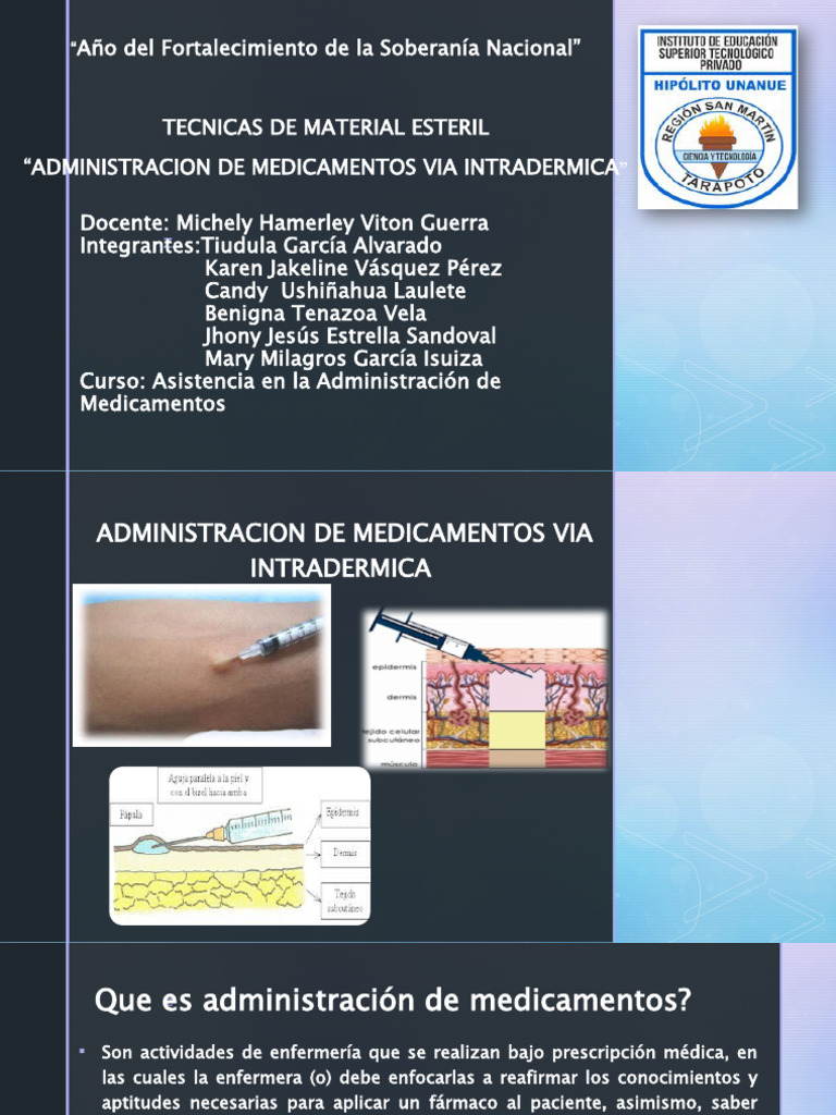 Administracion de Medicamentos Via Intradermica | PDF | Medicamentos ...