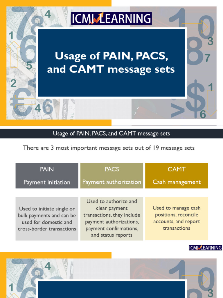 Usage of PAIN, PACS, and CAMT Message Sets | PDF | Payments | Financial ...