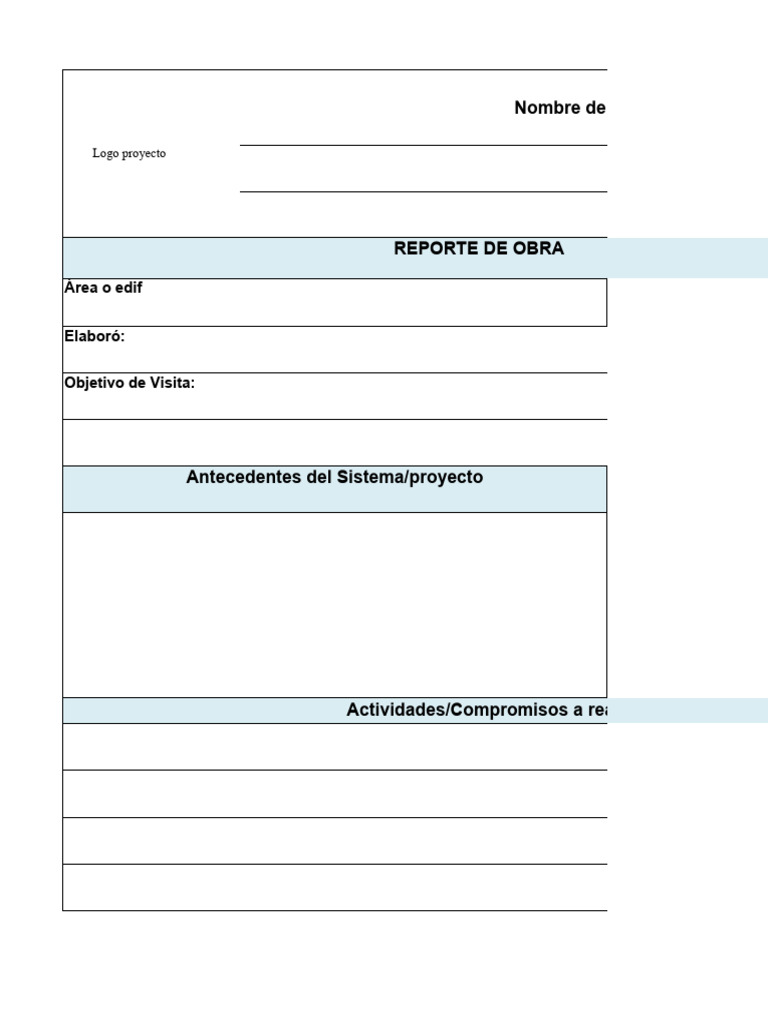 Formato para Reporte de Obra | PDF