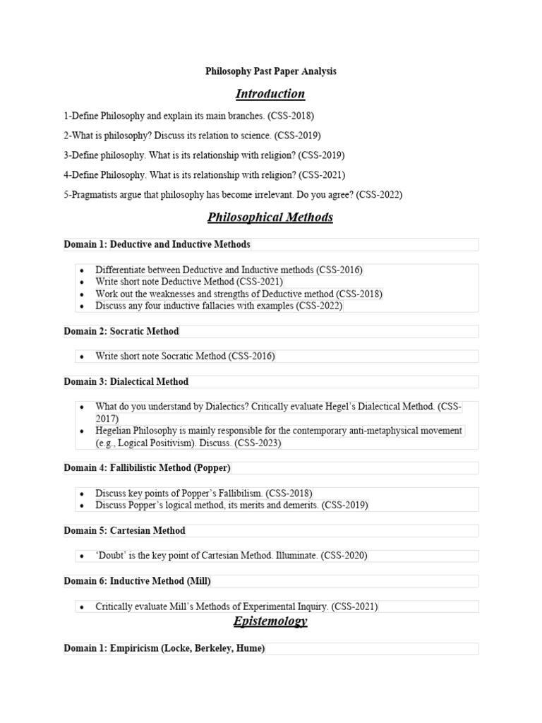 CSS Philosophy Past Paper Insights | PDF | Immanuel Kant ...