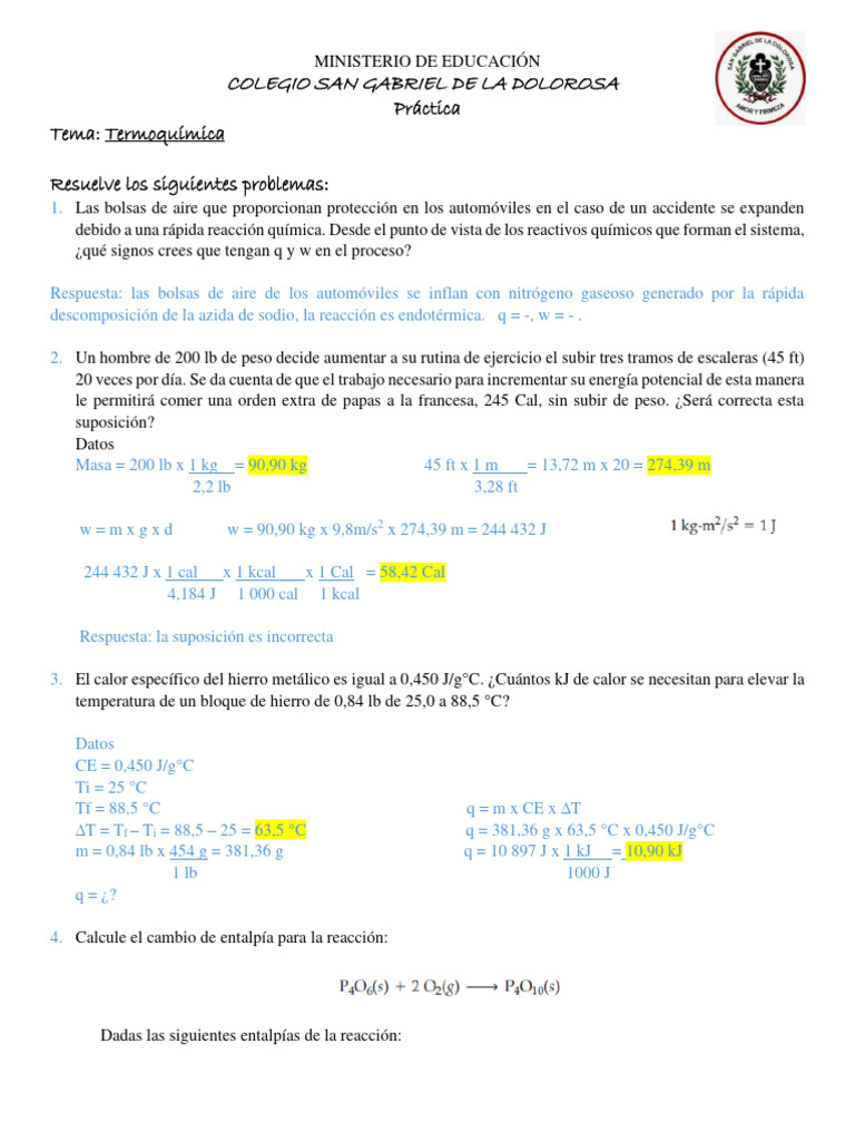 PR Ctica - Termoqu Mica - Soluci N | PDF | Metano | Combustión