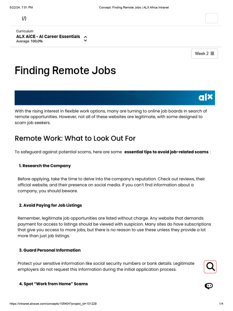 Concept - Finding Remote Jobs - ALX Africa Intranet | PDF | Artificial ...
