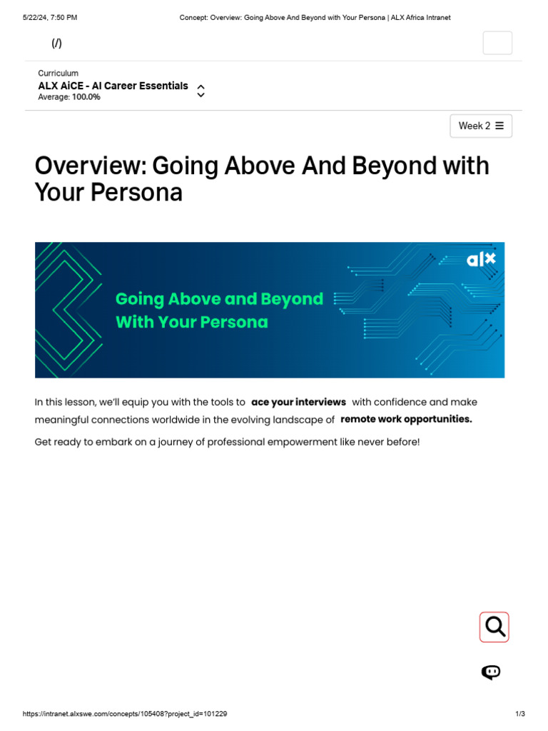 Concept - Overview - Going Above and Beyond With Your Persona - ALX Africa Intranet | Download ...