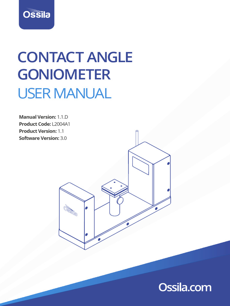 Contact Angle Goniometer: User Manual | PDF | Drop (Liquid) | Surface ...