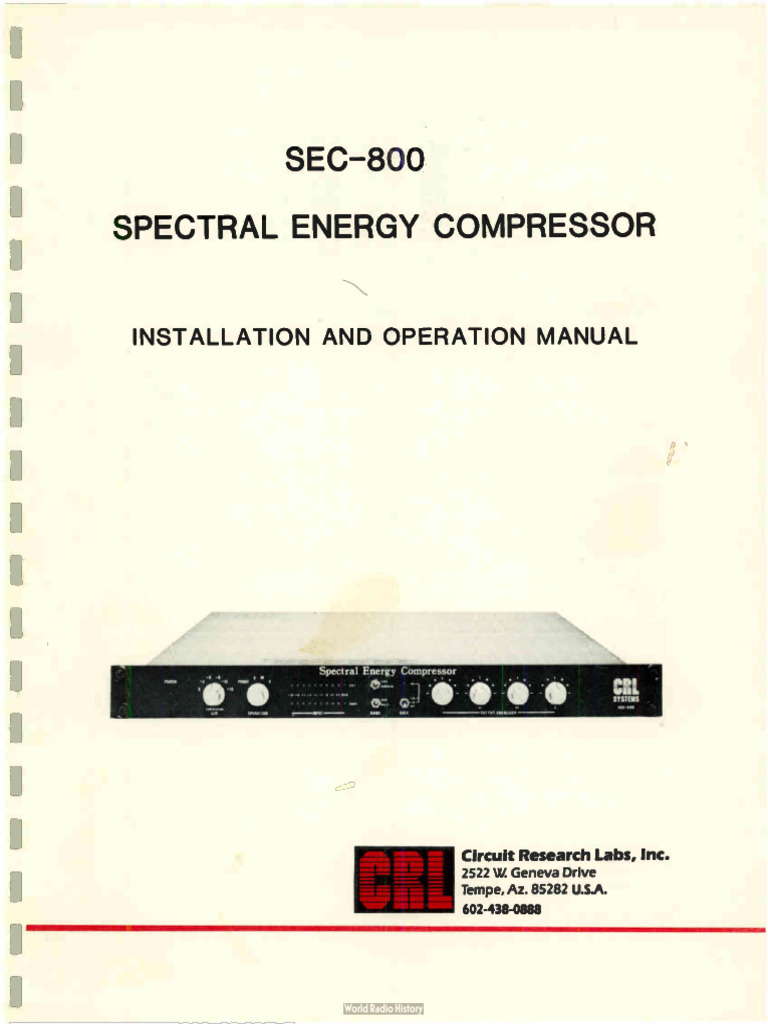 CRL SEC 800 Spectral Energy Compressor | PDF | Decibel | Ac Power Plugs ...