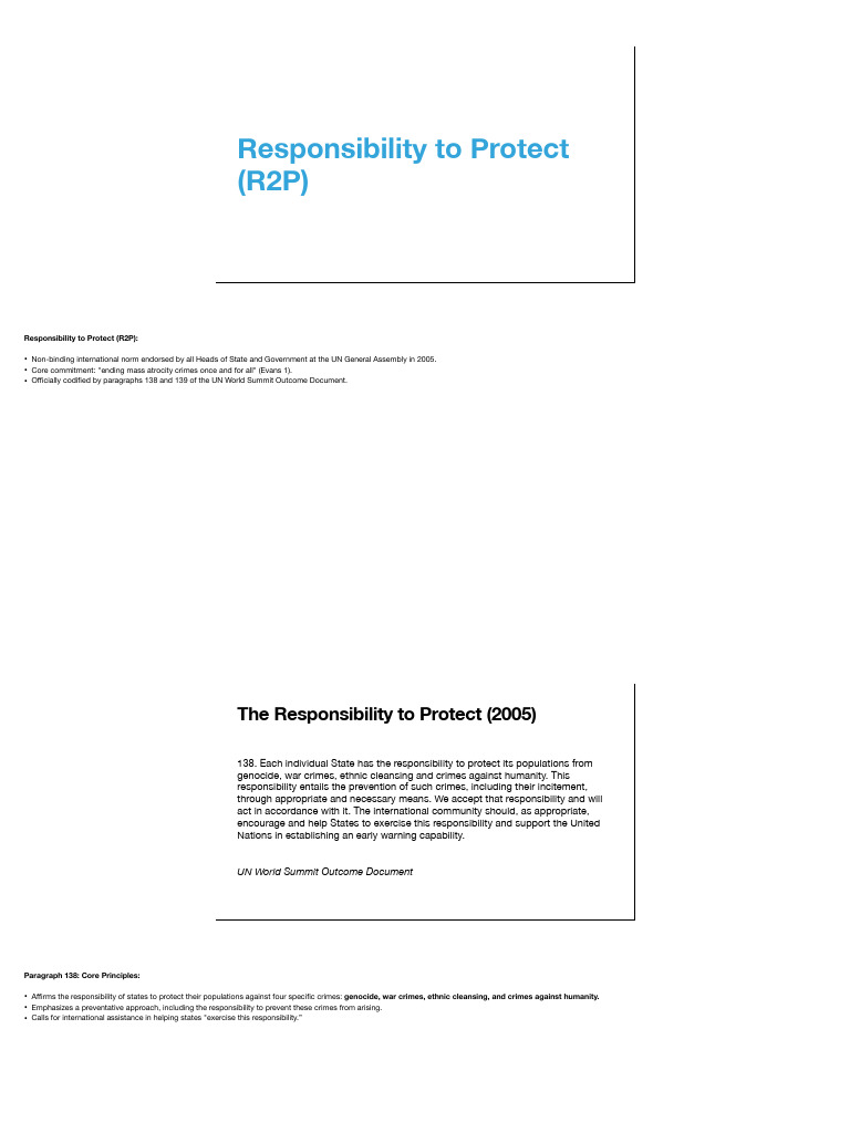 Understanding the Responsibility to Protect | PDF | Responsibility To ...