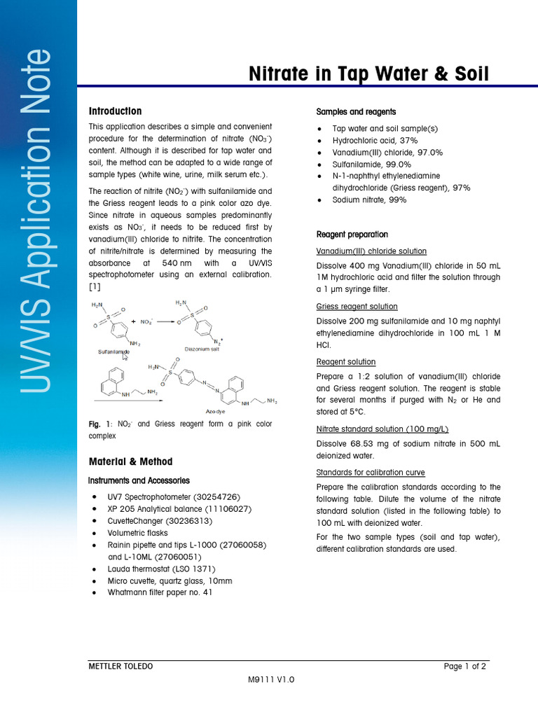 Nitrate Testing in Water and Soil | PDF | Nitrite | Ultraviolet–Visible ...
