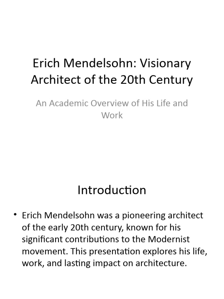 Erich Mendelsohn: Modernist Architect | PDF | The Arts