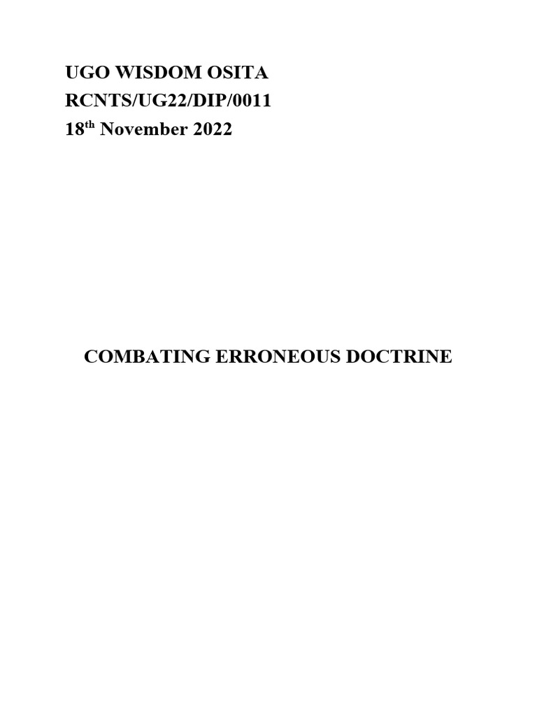 Combating Erroneous Doctrine | PDF | Faith | Jesus