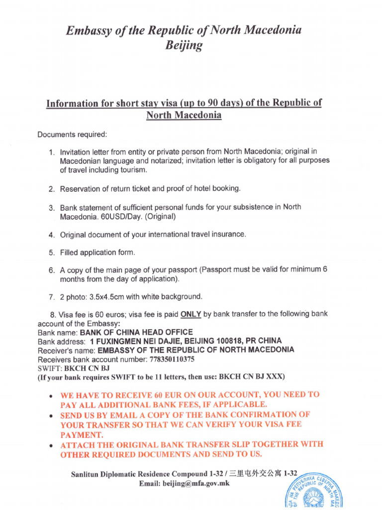 North Macedonia Visa Information For Foreign Citizens | PDF